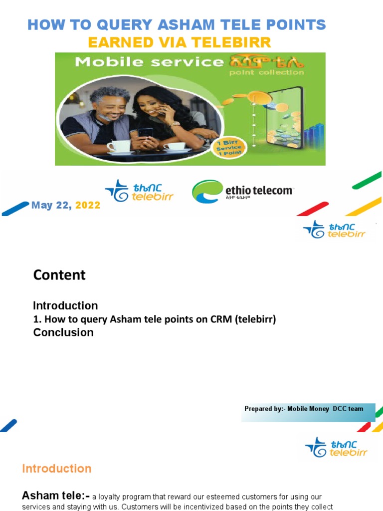 How To Query Asham Tele Points (Telebirr) | PDF | Payments | Prepaid ...