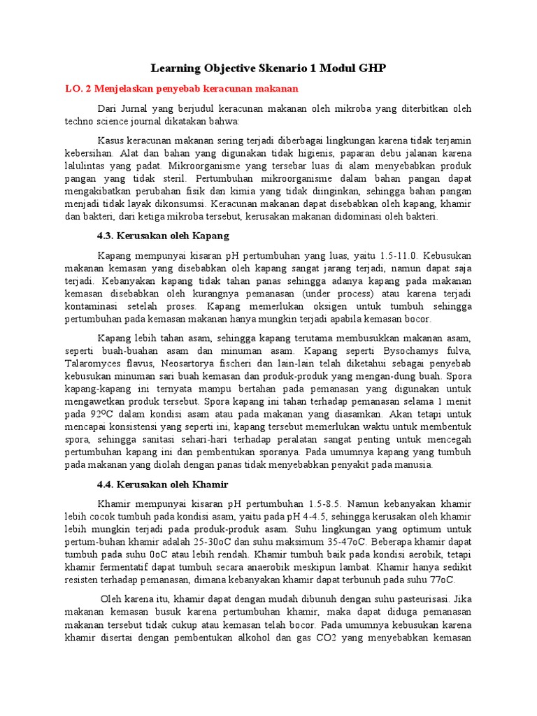 Learning Objective Skenario 1 Modul GHP | PDF
