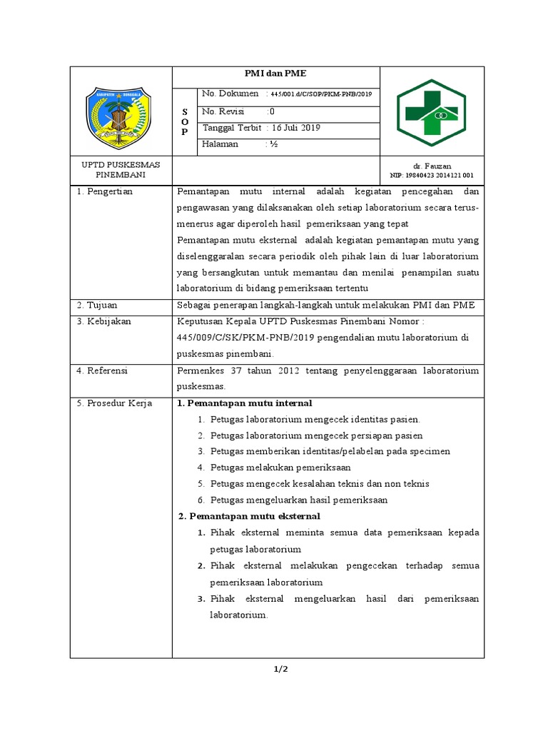 8.1.7 Ep 7 Sop Pmi Dan Pme | PDF