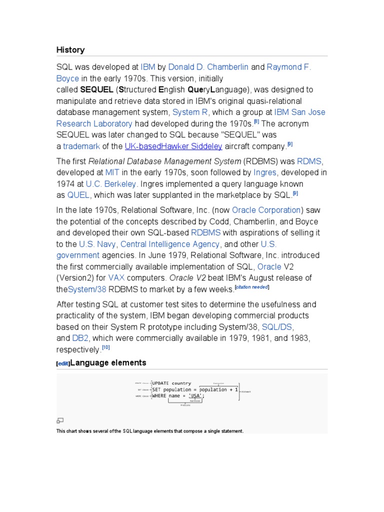 IBM Donald D. Chamberlin Raymond F. Boyce: History | PDF | Sql | Databases