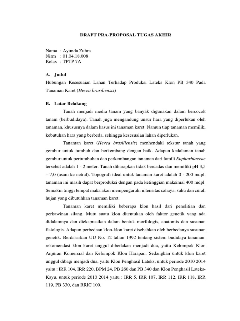 Contoh Draft Pra-Proposal TA | PDF