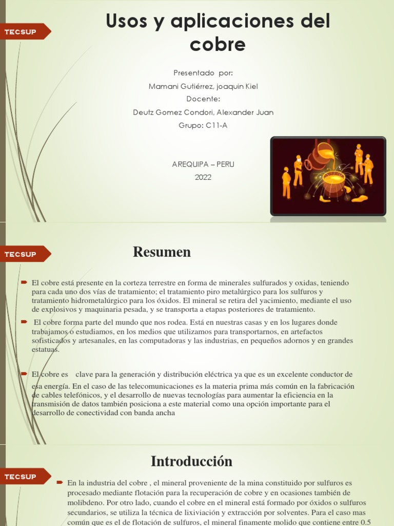 Usos y aplicaciones del cobre | PDF | Cobre | Ingenieria Eléctrica