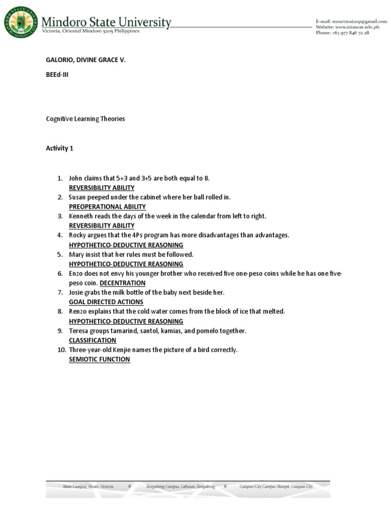 LA Cognitive Learning Theories | PDF | Behavioural Sciences | Cognitive ...