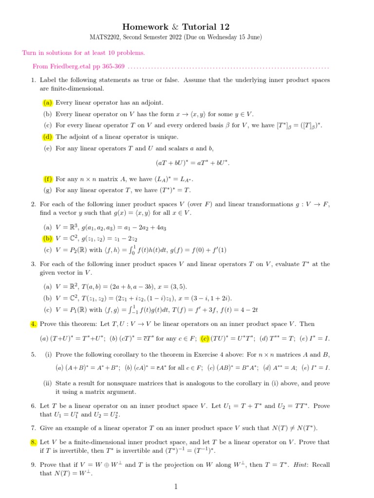 MATS 2202 Homework 12 | PDF | Linear Map | Matrix (Mathematics)