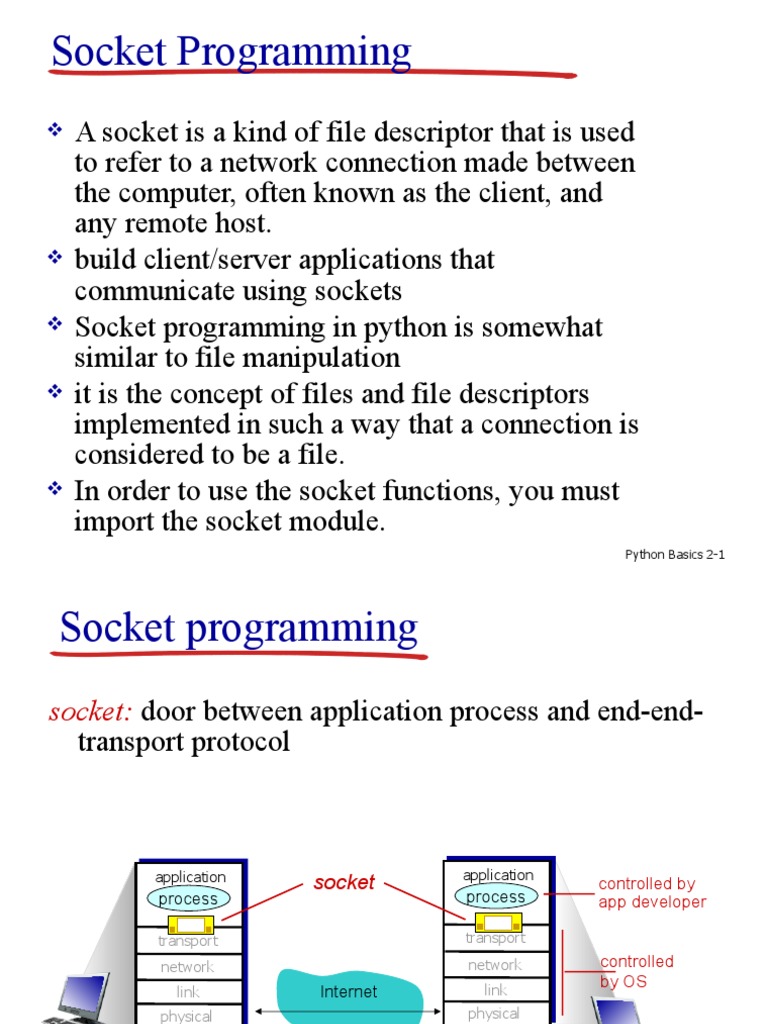 Python Socket Programming Pdf Network Socket Port Computer Networking