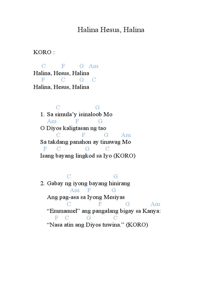 Halina Hesus (Key of C) | PDF