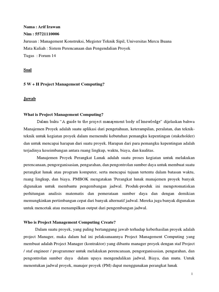 Project Management Computing | PDF