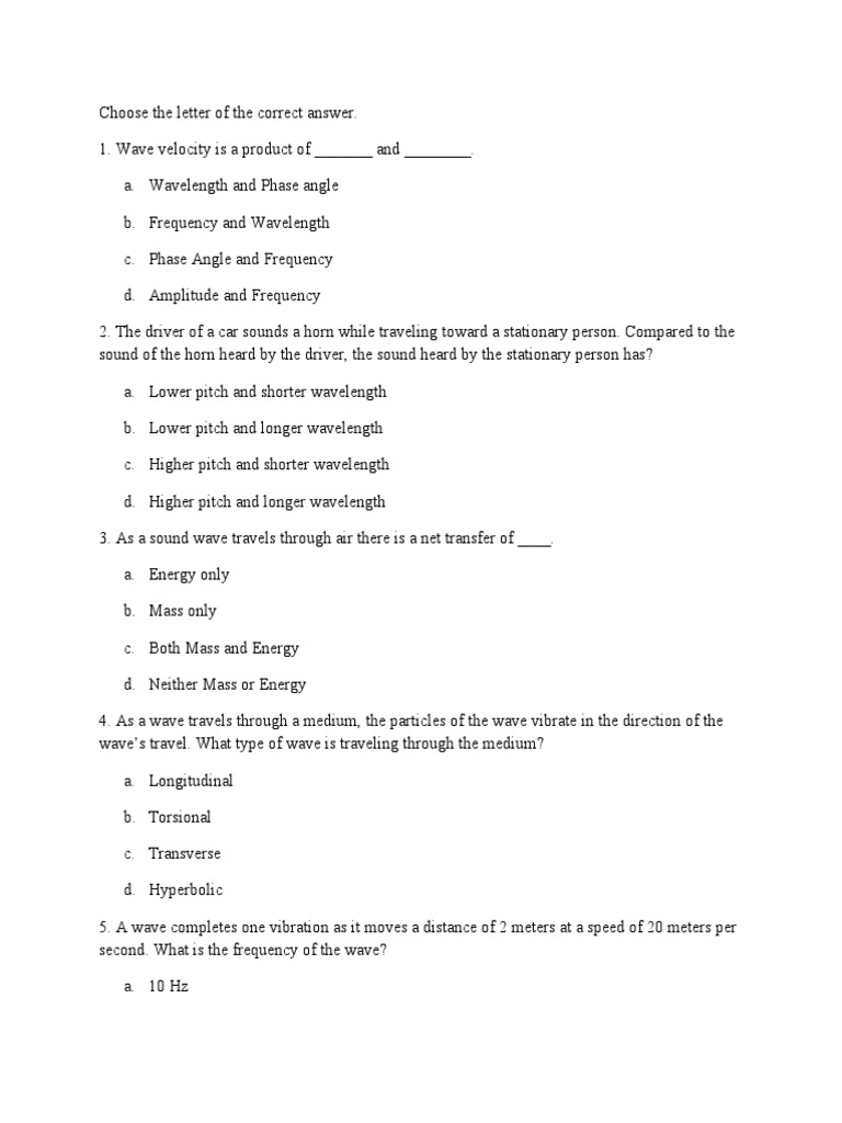 Waves Assessment Key | PDF