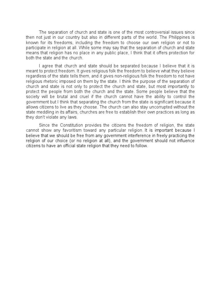 Importance of Church-State Separation | PDF