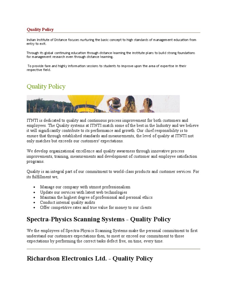 Quality Policy | PDF | Quality Management | Quality (Business)
