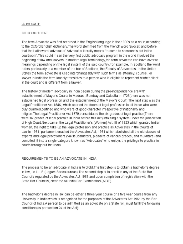ADVOCATE | PDF | Advocate | Lawyer