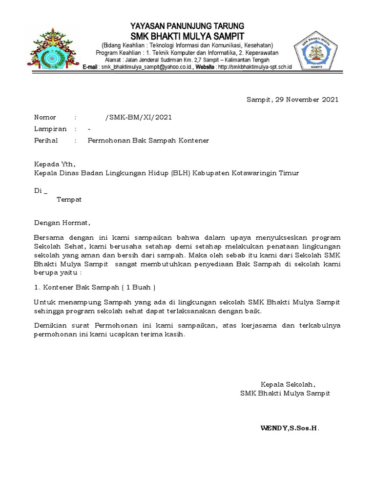 Surat Permohonan Ke BLH | PDF