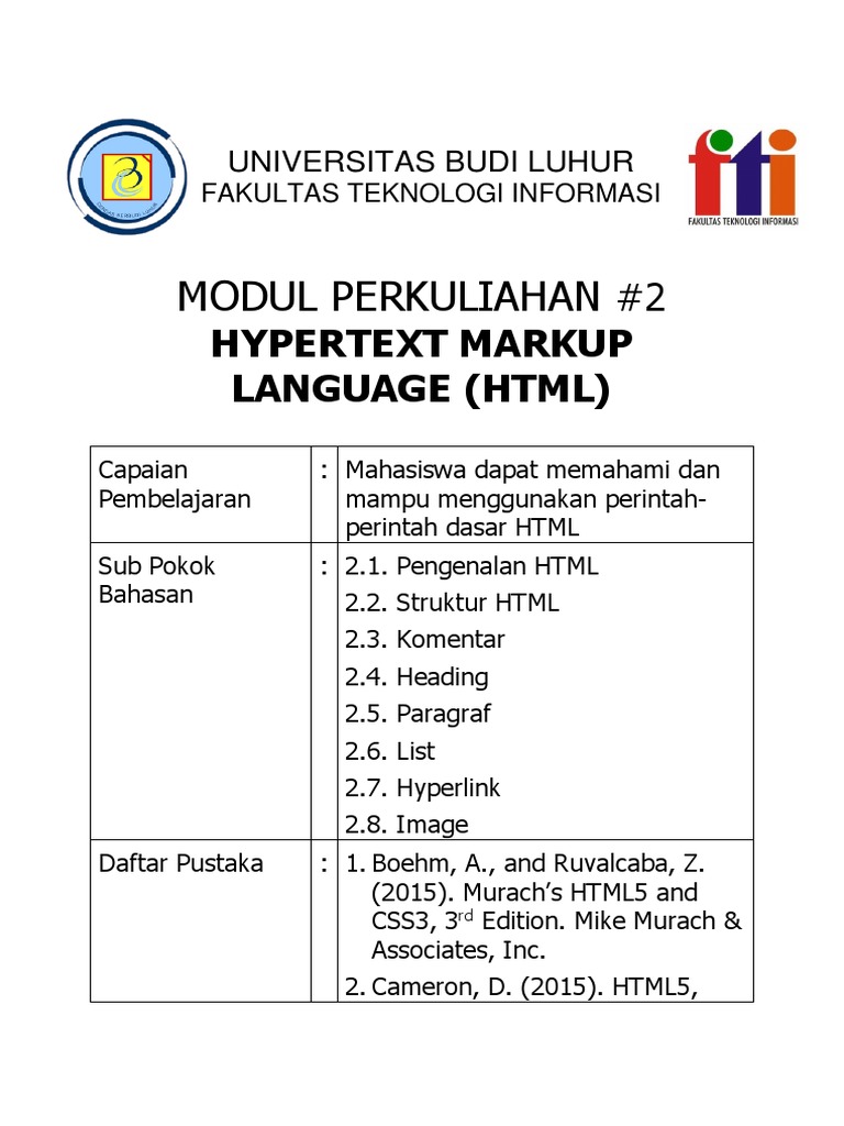 HTML MODUL PERKULIAHAN | PDF