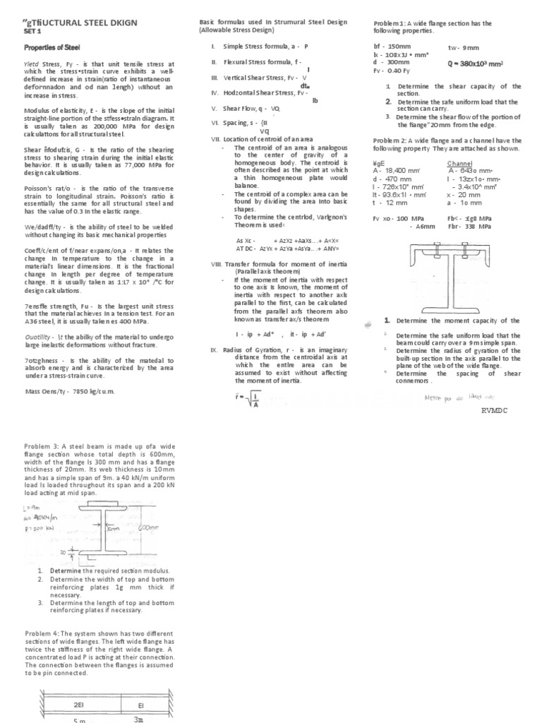"Gtfiuctural Steel Dkign: Yletd Stress, Fy - Is That Unit Tensile ...