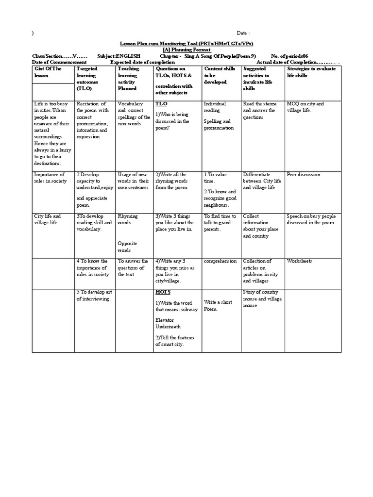 Sing A Song of People (Poem 9 | PDF | Poetry | Reading Comprehension