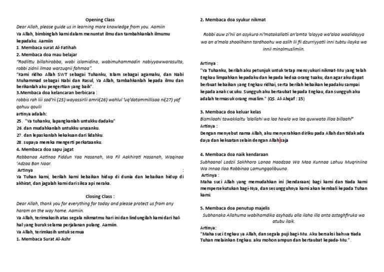 Doa Opening Class | PDF