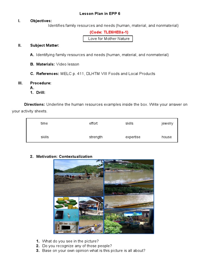 Lesson Plan in EPP 6 | PDF | Resource | Economies