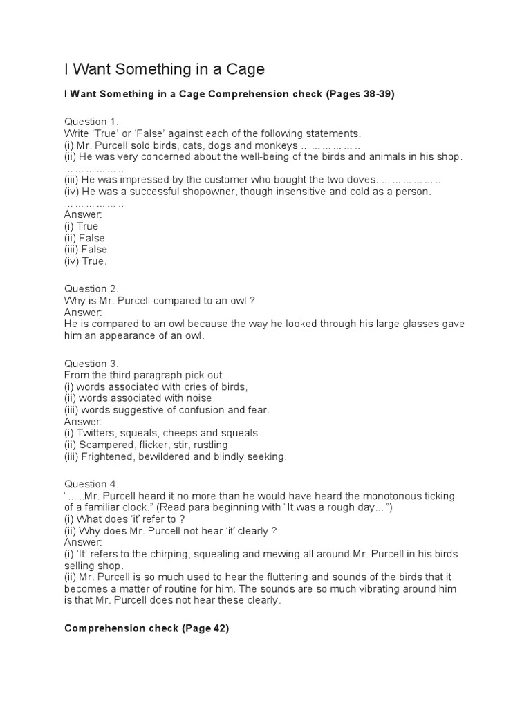 Mr. Purcell and the Caged Doves | PDF | Games & Activities | Language ...