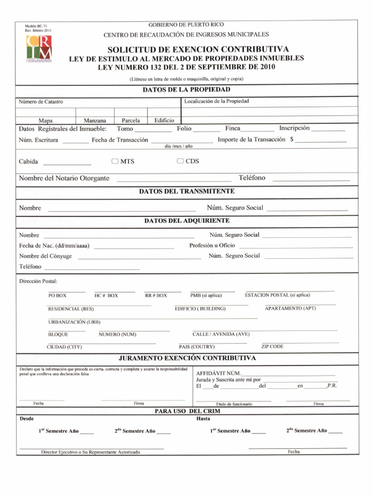 Exoneración Contributiva Crim Puerto Rico | PDF