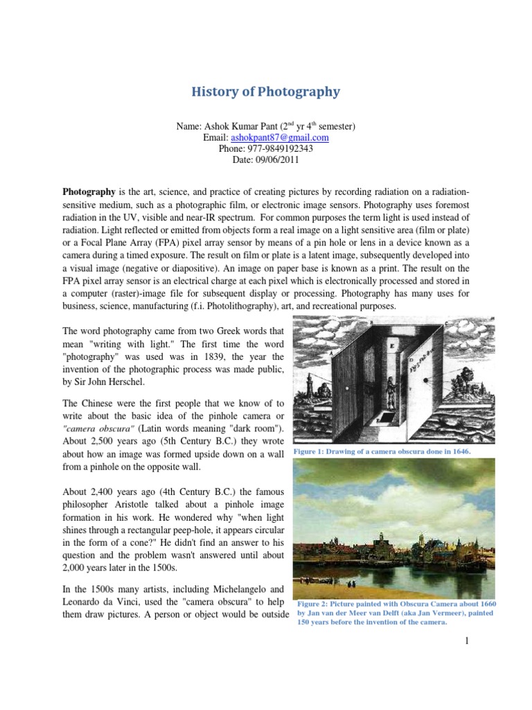 History of Photography Explained | PDF | Digital Single Lens Reflex ...