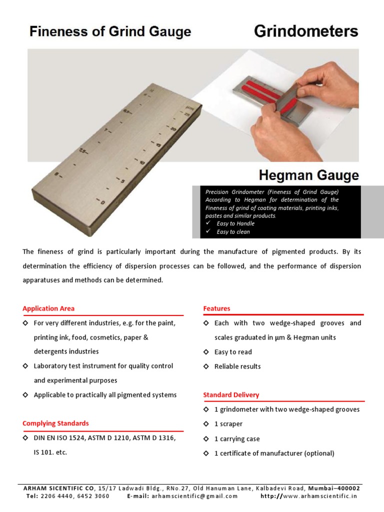 Hegman Gauge Fineness of Grinding Gauge | PDF | Metrology | Materials