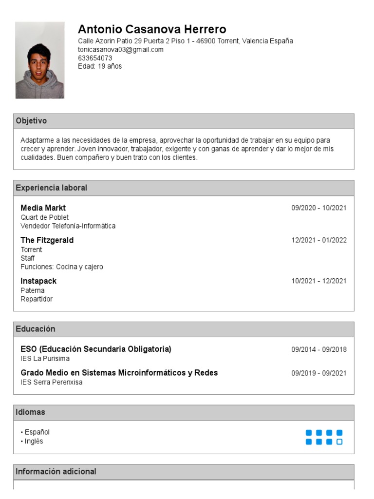 Currículum - Antonio | PDF