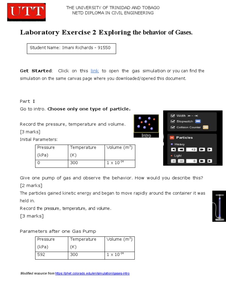 Laboratory Exercise 2 Exploring The Behavior of Gases-1 | PDF | Gases ...