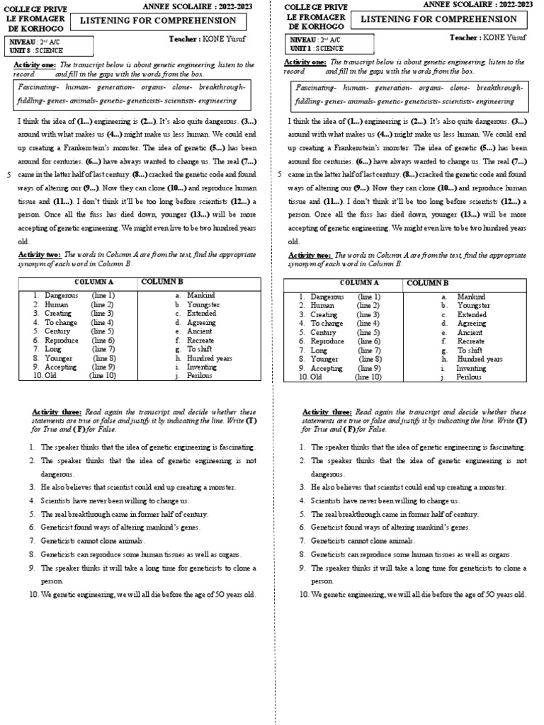 UNIT 8 Science (Genetic Engineering) | PDF | Genetics | Cloning