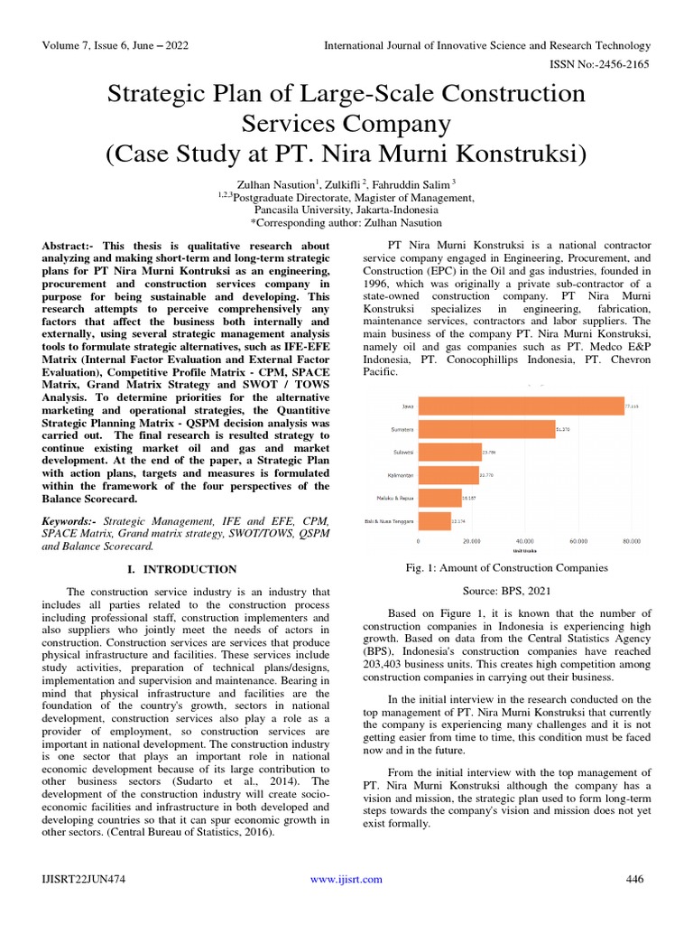 Strategic Plan of Large-Scale Construction Services Company (Case Study ...