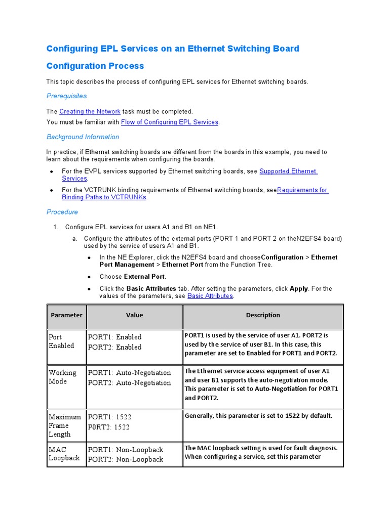 Configuring EPL Services On An Ethernet Switching Board | PDF ...