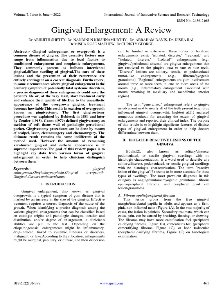 Gingival Enlargement A Review | PDF | Periodontology | Medical Specialties