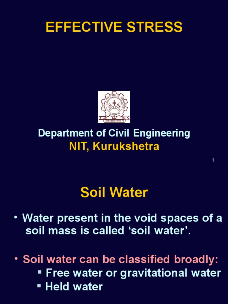 Effective Stress: NIT, Kurukshetra | PDF | Soil Mechanics | Fluid Dynamics