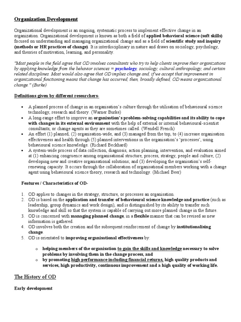 History of OD | PDF | Organization Development | Psychology