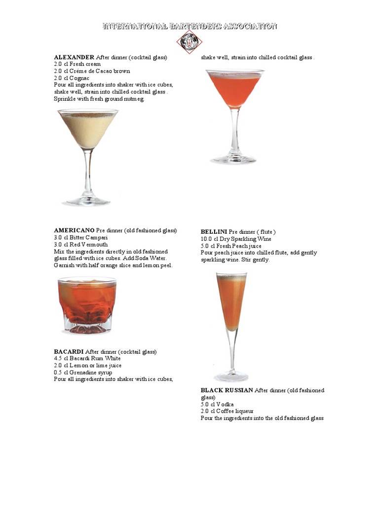 Official Cocktails International Bartenders Association | PDF | Martini ...