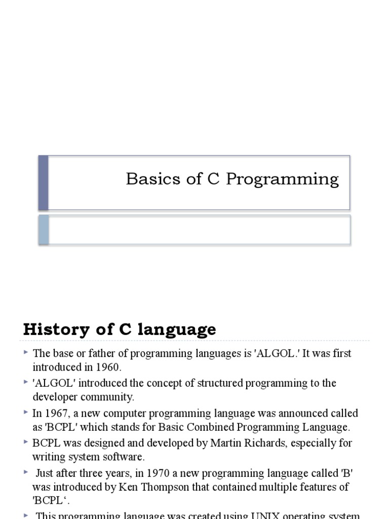 1. Basics of C Programming | PDF | Assembly Language | C (Programming ...