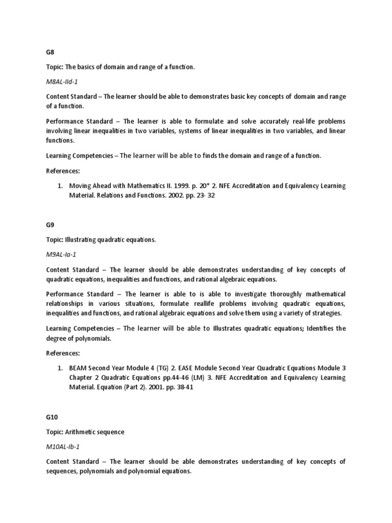 The Learner Will Be Able To F: M8Al-Iid-1 | PDF | Equations | Function ...