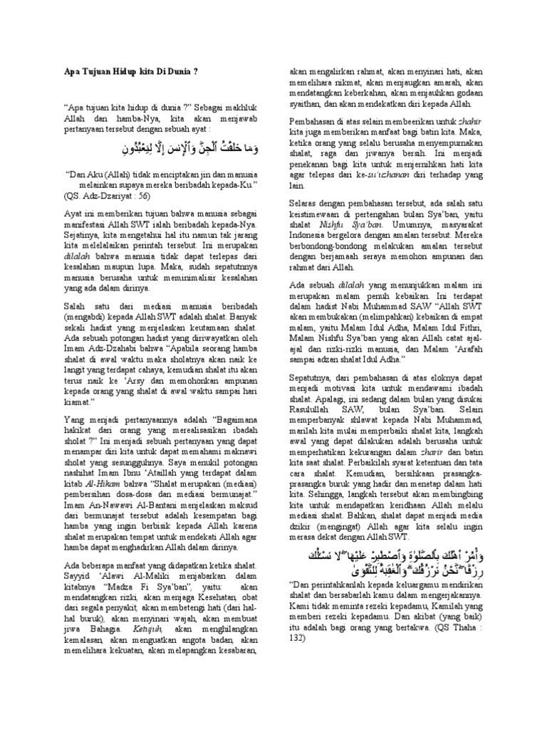 Apa Tujuan Kita Hidup Di Dunia - M Bagus S | PDF