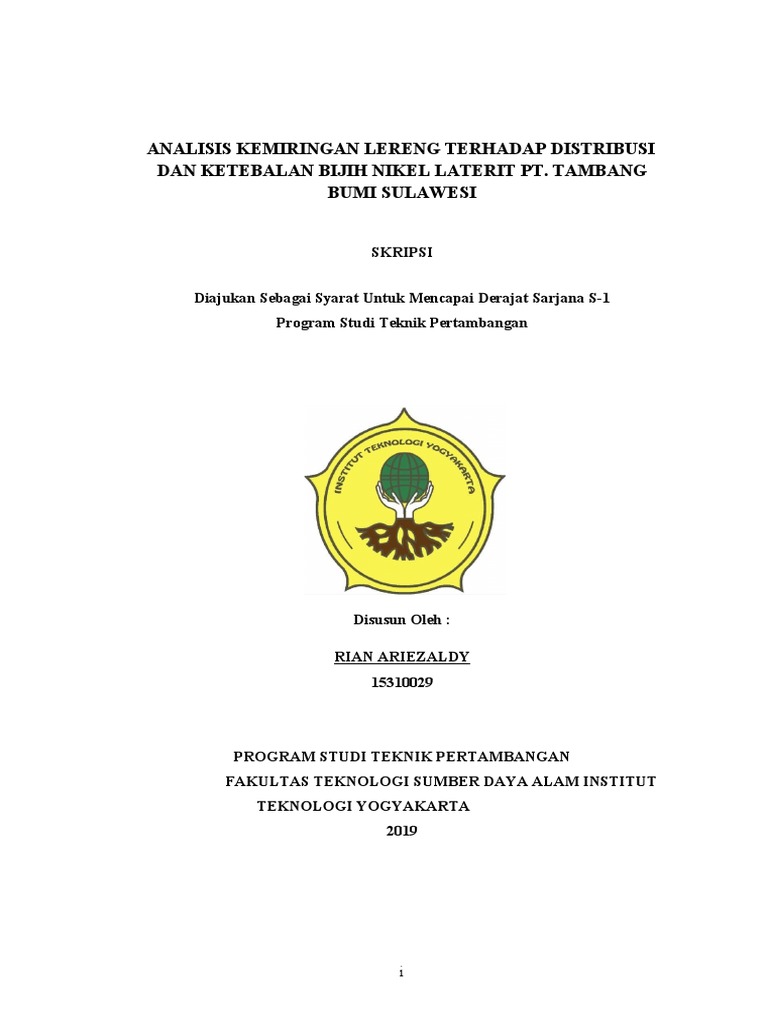Analisis Kemiringan Lereng Terhadap Distribusi Dan Ketebalan Bijih Nikel Laterit Pt. Tambang ...
