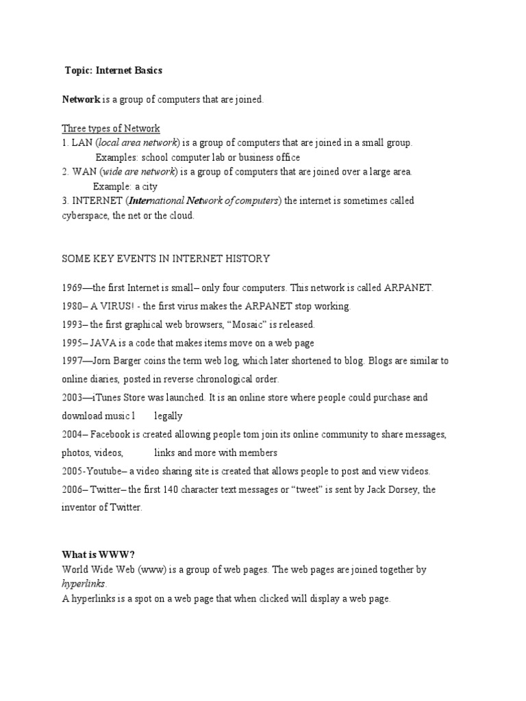 Topic: Internet Basics Network Is A Group of Computers That Are Joined ...