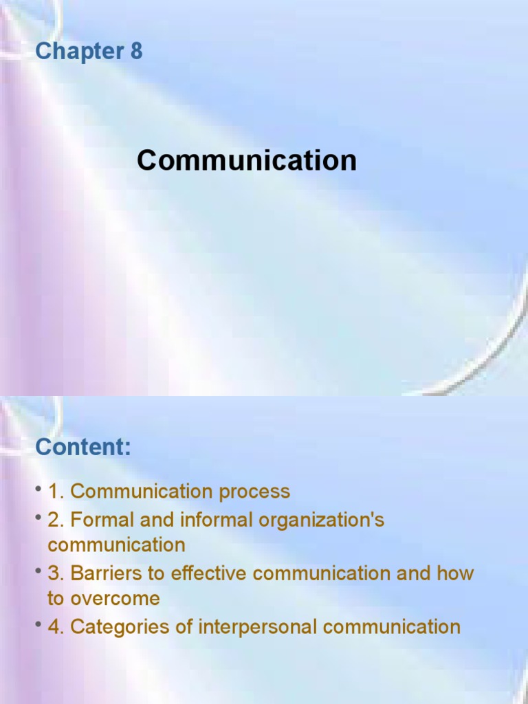 Chapter 8 Communication | PDF | Communication | Nonverbal Communication