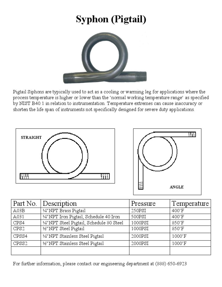 Pigtail Siphons for Temperature Control | PDF