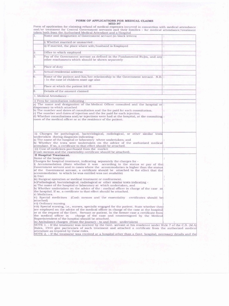 Form Medical-Claim MED 97 | PDF