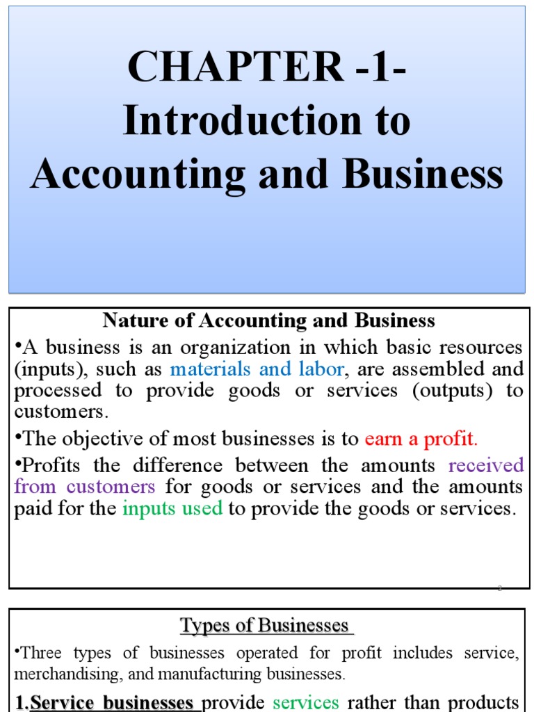 Chapter - 1-Introduction To Accounting and Business | PDF | Balance ...