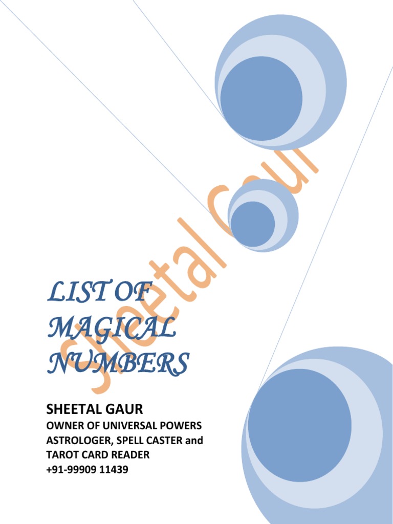 List of Magical Numbers: Sheetal Gaur | PDF | Liver | Diseases And ...
