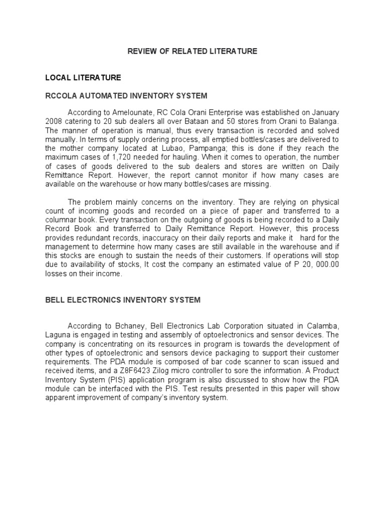 Review of Related Literature | PDF | Inventory | Barcode
