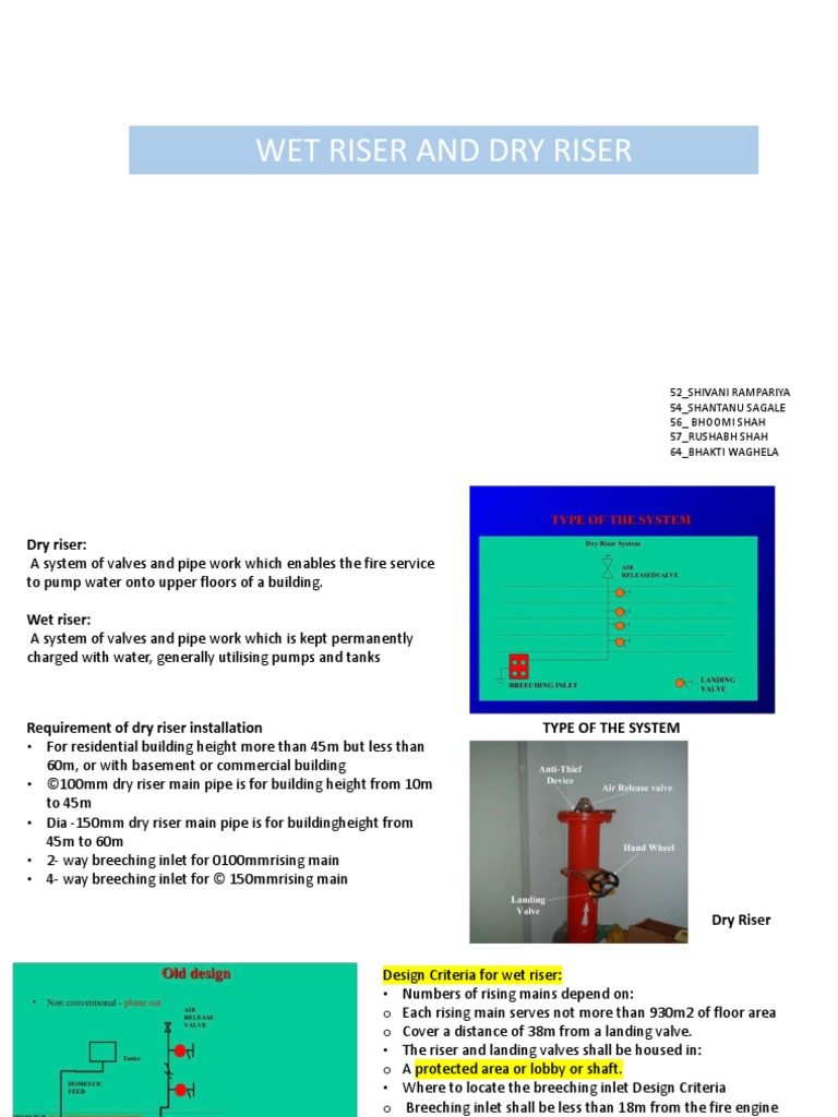 Dry vs Wet Riser Systems | PDF | Equipment | Civil Engineering