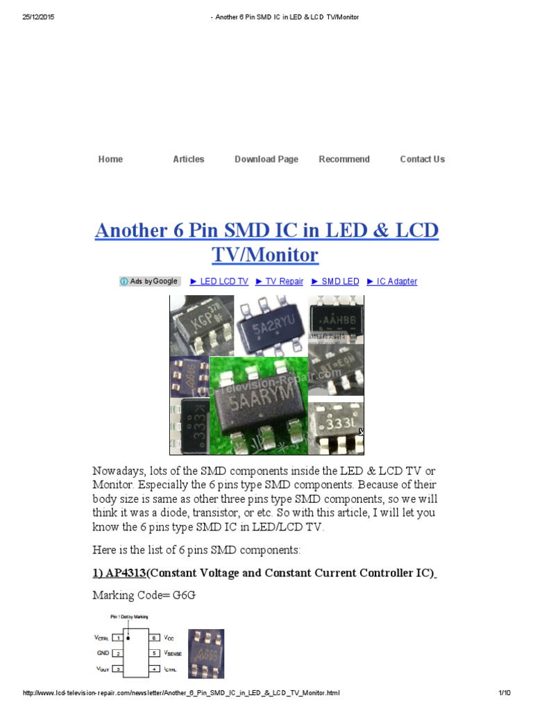 Another 6 Pin SMD IC in LED & LCD TV/Monitor: Home Articles Download ...