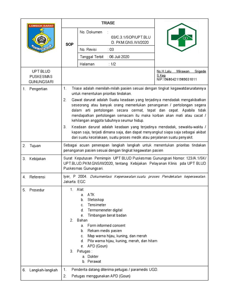 SOP TRIASE (Bagan Alir) | PDF