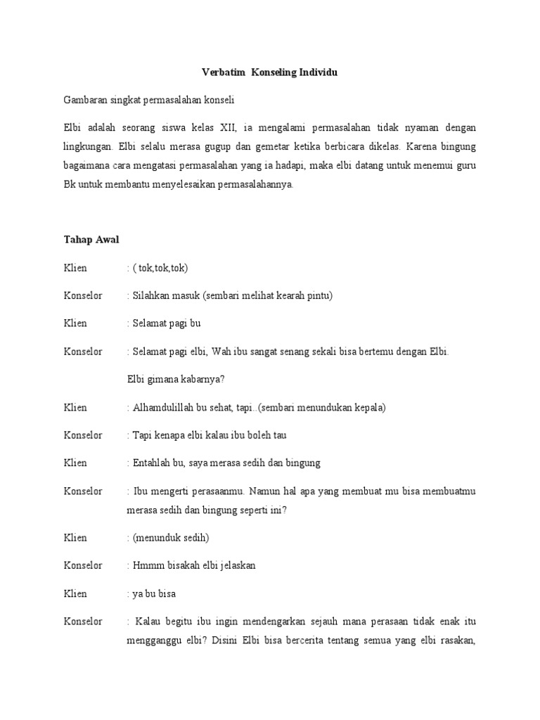 Verbatim Konseling Individu | PDF | Pengembangan Diri