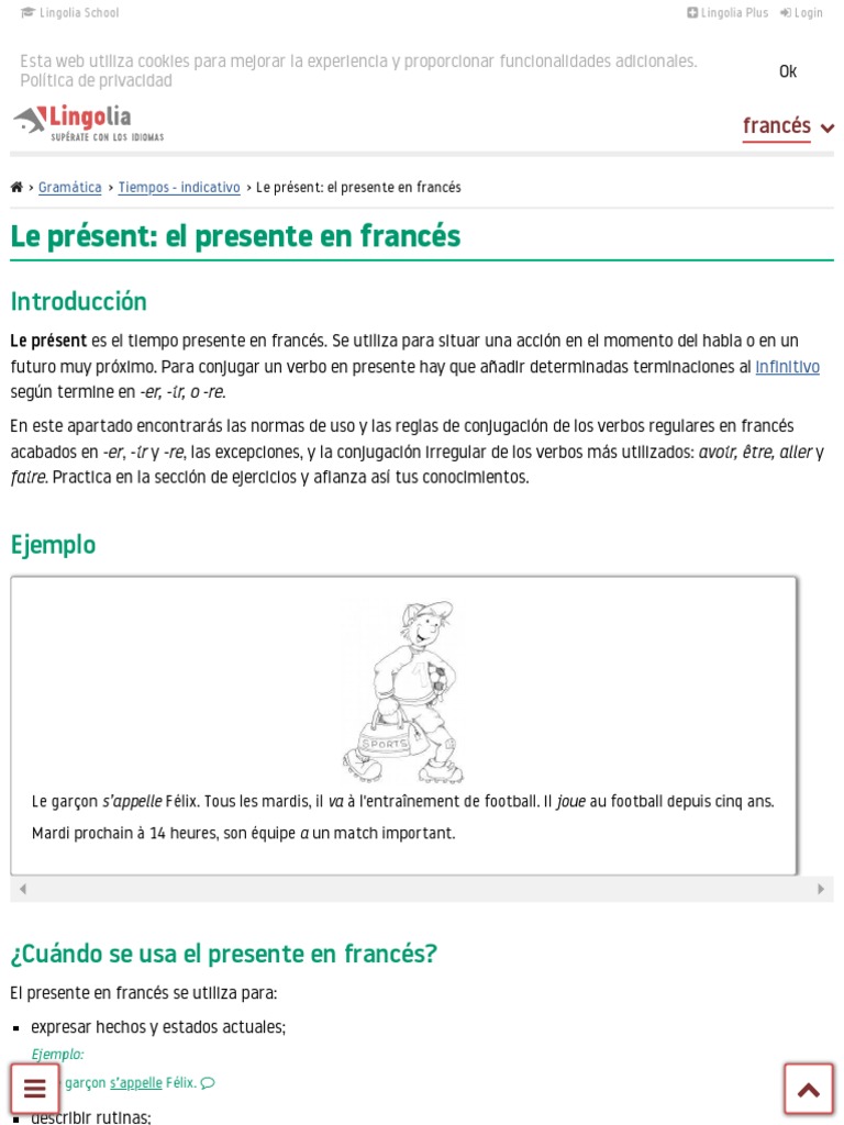 Le présent_ el presente en francés | PDF | Idioma francés | Verbo